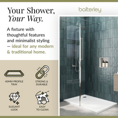 8mm Glass Walk In Wetroom Screen and Hinged Return Screen with Chrome ...