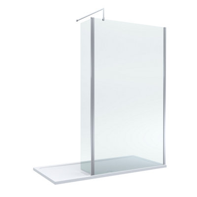 8mm Glass Walk In Wetroom Screen and Hinged Return Screen with Chrome ...