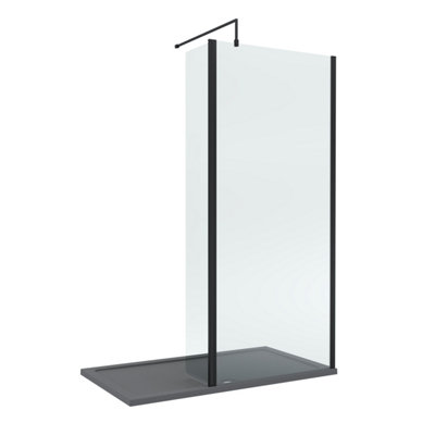 8mm Glass Walk In Wetroom Screen and Hinged Return Screen with Matt ...