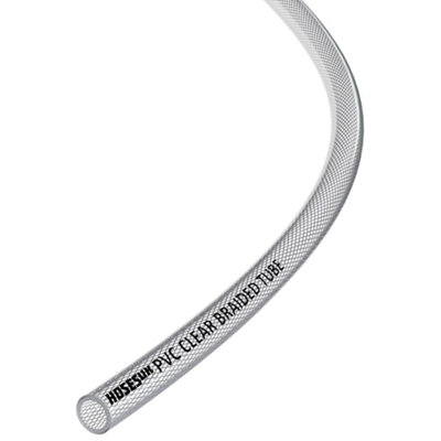 8mm ID PVC Reinforced Braided Clear Hose x 1 Metre