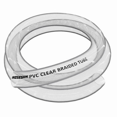8mm ID PVC Reinforced Braided Clear Hose x 7 Metres for Water, Airline ...