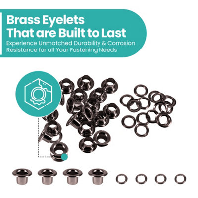 8mm Long Barrell Eyelets with Washers, Gunmetal, 100pcs