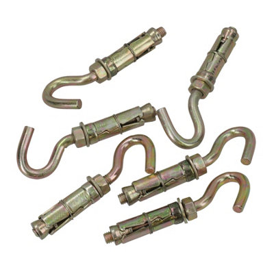 8mm Open Hook Eye Bolts Rawl Shield Wall Anchor Expansion Brick Stone 6 ...