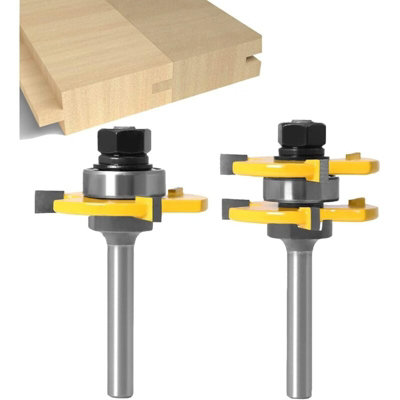 8mm Shank Matching Tongue and Groove Router Bit Set 3 Teeth T Shape ...