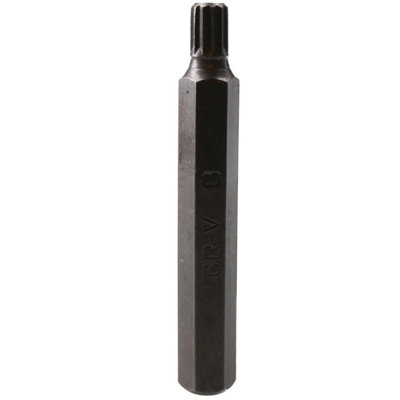 8mm Spline Bit 75mm Length 10mm Shank Chrome Vanadium Hardened Tip ...