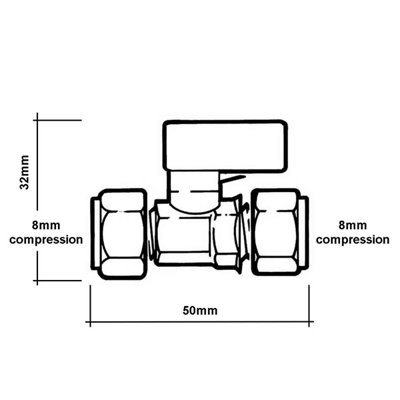 8mm Straight Mini Ball Valve Compression for Water Gas and Oil