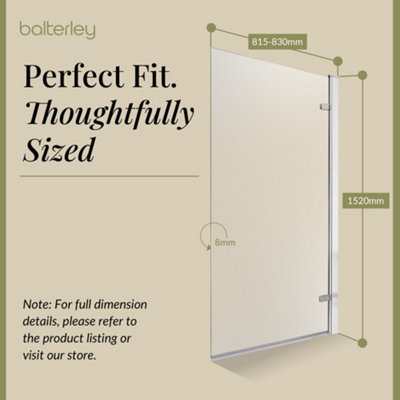 8mm Toughened Safety Glass Reversible Hinged Straight Shower Bath ...