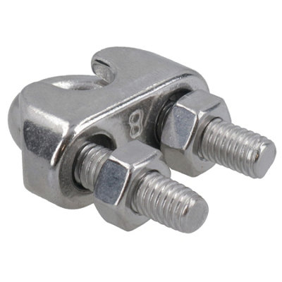 8mm Wire Rope / Cable Grip / Clamp Stainless Steel 316 Marine Grade 5 Pack