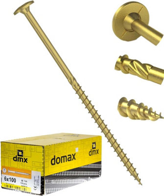 8mm x 120mm (Pack of 50) Yellow Hardened Wafer Head Torx Wood Timber ...