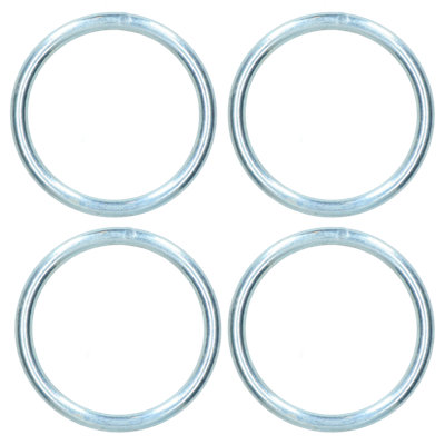 8mm x 75mm Steel Round O Rings Welded Zinc Plated 4 Pack DK34