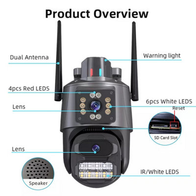 8MP 4K Wireless IP Camera WIFI Outdoor CCTV PTZ Smart Home Security IR ...