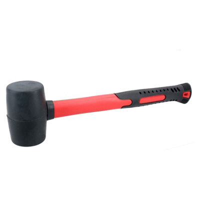 8oz Black Rubber Mallet With Fibreglass Handle Hammer Non Marking Head ...