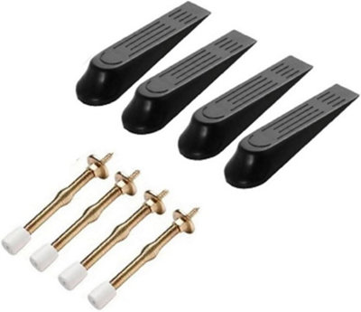 8Pc Door Stopper Rubber Wedge Block Wedges Springs Protection Holder