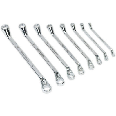 8pc Double Ended Offset / Angled Ring Spanner Set -12 Point Metric ...