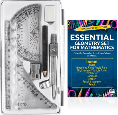 8PC GEOMETRY SET FOR SECONDARY SCHOOL, COMPLETE MATHS KIT WITH RULER ...