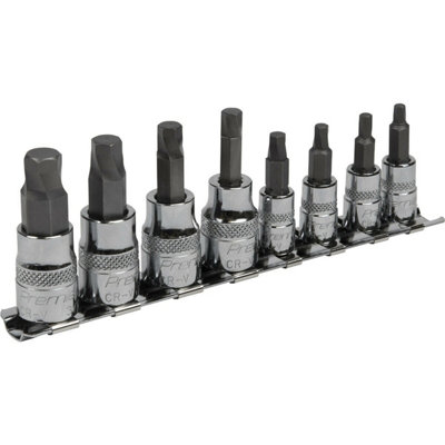 Buy 8pc IMPERIAL Hex Key Socket Bit Set - 1/4" & 3/8" Sq Dr Damaged ...