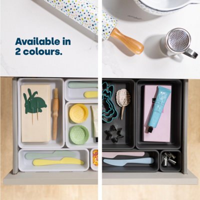 8PC INTERLOCKING DRAWER ORGANISER GREY