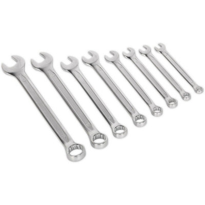 8pc Slim Handled Combination Spanner Set -12 Point Metric Ring Open ...
