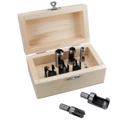 8pc Wood Plug Cutter / Cutting Set Dowel Maker Cutting Tools 10mm Shank ...
