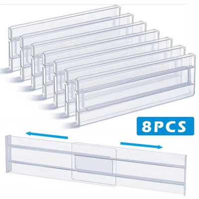 8PCS 8X Drawer Dividers Partition Adjustable Expandable Kitchen Bedroom ...