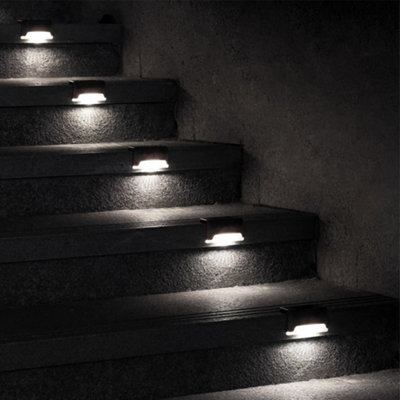 8Pcs Black Solar-Powered Waterproof Step Light Deck Lights for Stair ...