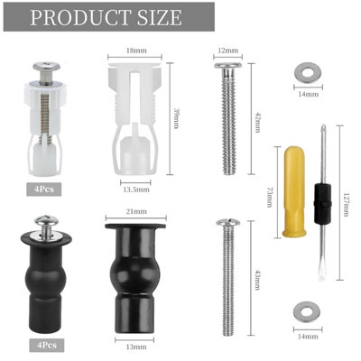 8Pcs Universal Toilet Fixing Kit, Toilet Seat Fittings Fixtures Rubber ...