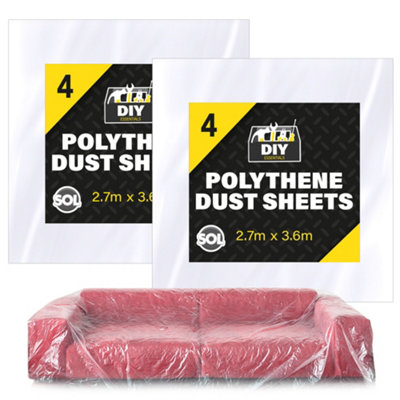 8pk Plastic Dust Sheets for Decorating, 3.6m x 2.7m Large Dust Sheets ...