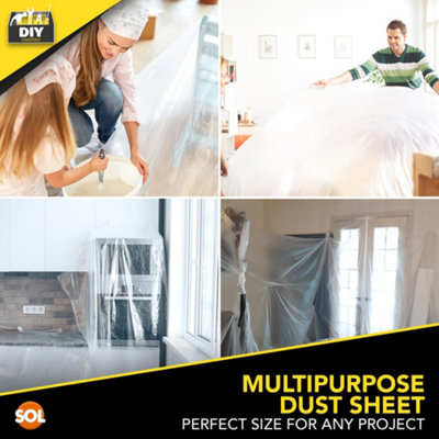 8pk Plastic Dust Sheets for Decorating, 3.6m x 2.7m Large Dust Sheets ...