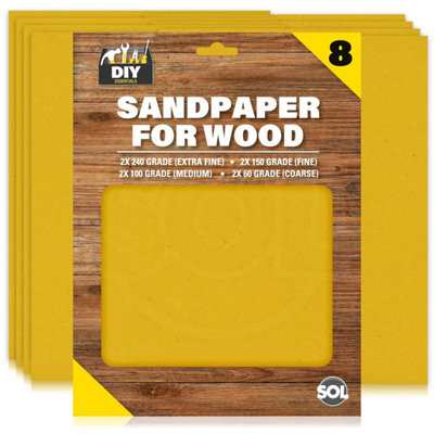 8pk Sandpaper for Wood Assorted Sheets Extra Fine Fine Medium and ...