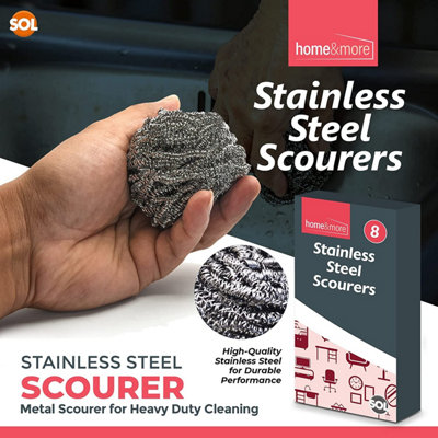 8pk Stainless Steel Scourer - Metal Scourer for Heavy Duty Cleaning ...