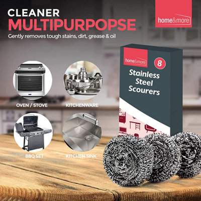 8pk Stainless Steel Scourer - Metal Scourer for Heavy Duty Cleaning ...