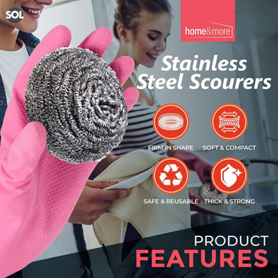8pk Stainless Steel Scourer - Metal Scourer for Heavy Duty Cleaning ...