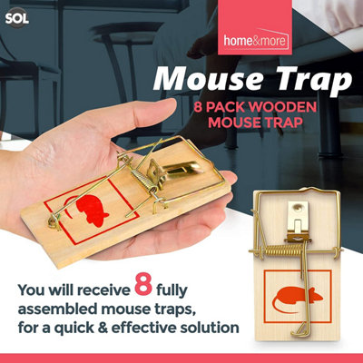 8pk Wooden Mouse Traps for Indoors - Durable Reusable Snap Traps - Mice ...