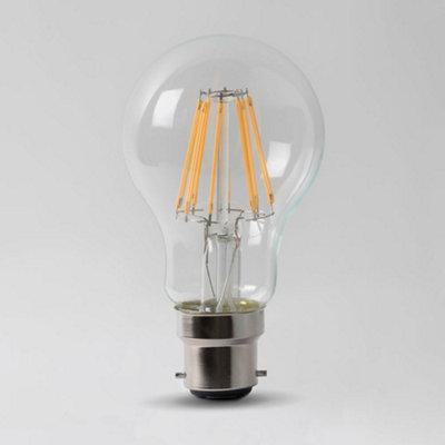 8w B22 GLS LED Light Bulb 4100K Standard Straight Filament Dimmable ...