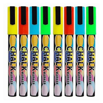 8x Multicolour Liquid Marker Chalk Pens for Glass Windows Blackboard ...