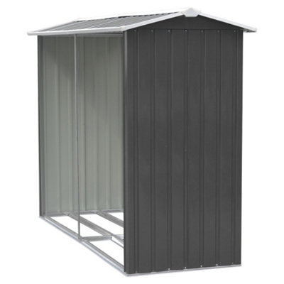8x3 ft Outdoor Metal Log Store Garden Log Storage Shed with Sloping ...