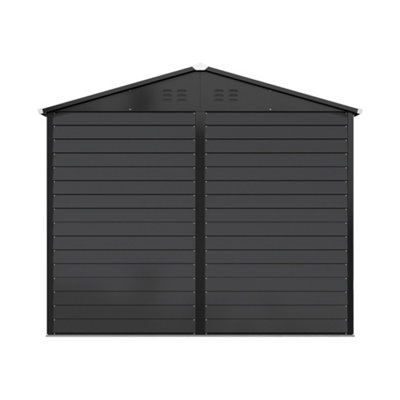 8x5.7FT Metal Shed Apex Roof Garden Storage Shed with Two Window Black