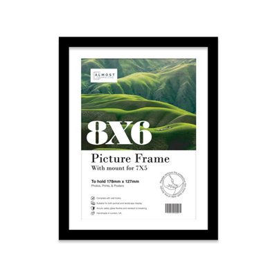 8x6" Black Frame With Mount for 7x5" Pictures 20mm Thin Edge Portrait ...