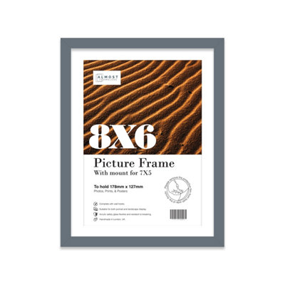 8x6" Grey Frame With Mount for 7x5" Pictures 20mm Thin Edge Portrait ...