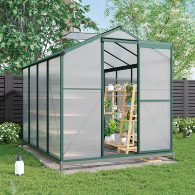 8x6ft Outdoor Garden Polycarbonate Walk In Greenhouse with Sliding Door ...