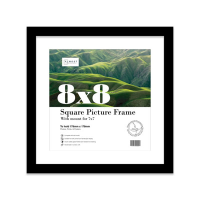 8x8" Black Picture Frame - 8x8" Square Frame with 7x7" Mount for 8x8 ...