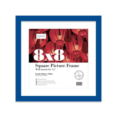 8x8" Blue Picture Frame - 8x8" Square Frame with 7x7" Mount for 8x8 ...