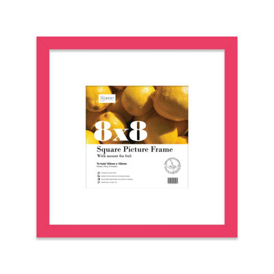 8x8" Bright Pink Picture Frame - 8x8" Square Frame with 6x6" Mount for ...