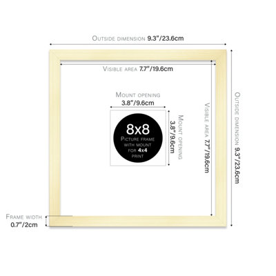 8x8" Gold Picture Frame - 8x8" Square Frame with 4x4" Mount for 8x8 ...