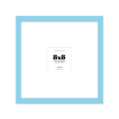 8x8" Light Blue Picture Frame - 8x8" Square Frame with 4x4" Mount for ...