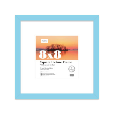 8x8" Light Blue Picture Frame - 8x8" Square Frame with 6x6" Mount for ...