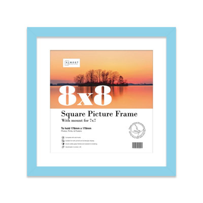 8x8" Light Blue Picture Frame - 8x8" Square Frame with 7x7" Mount for ...