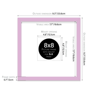 8x8" Lilac Picture Frame - 8x8" Square Frame with 5x5" Mount for 8x8 ...