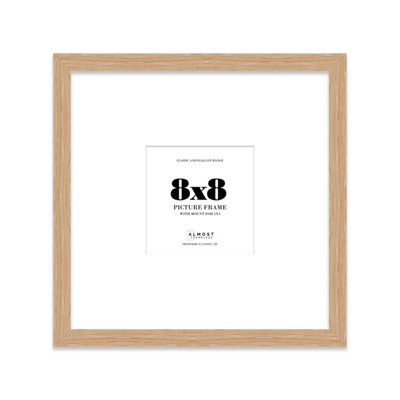 8x8" Oak Picture Frame - 8x8" Square Frame with 5x5" Mount for 8x8"/5x5 ...