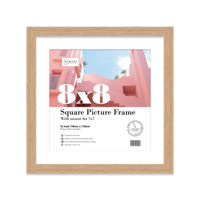 8x8" Oak Picture Frame - 8x8" Square Frame with 7x7" Mount for 8x8"/7x7 ...